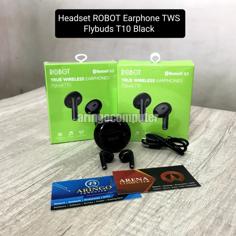Jual ROBOT Earphone TWS Flybuds T10 Black | Shopee Indonesia