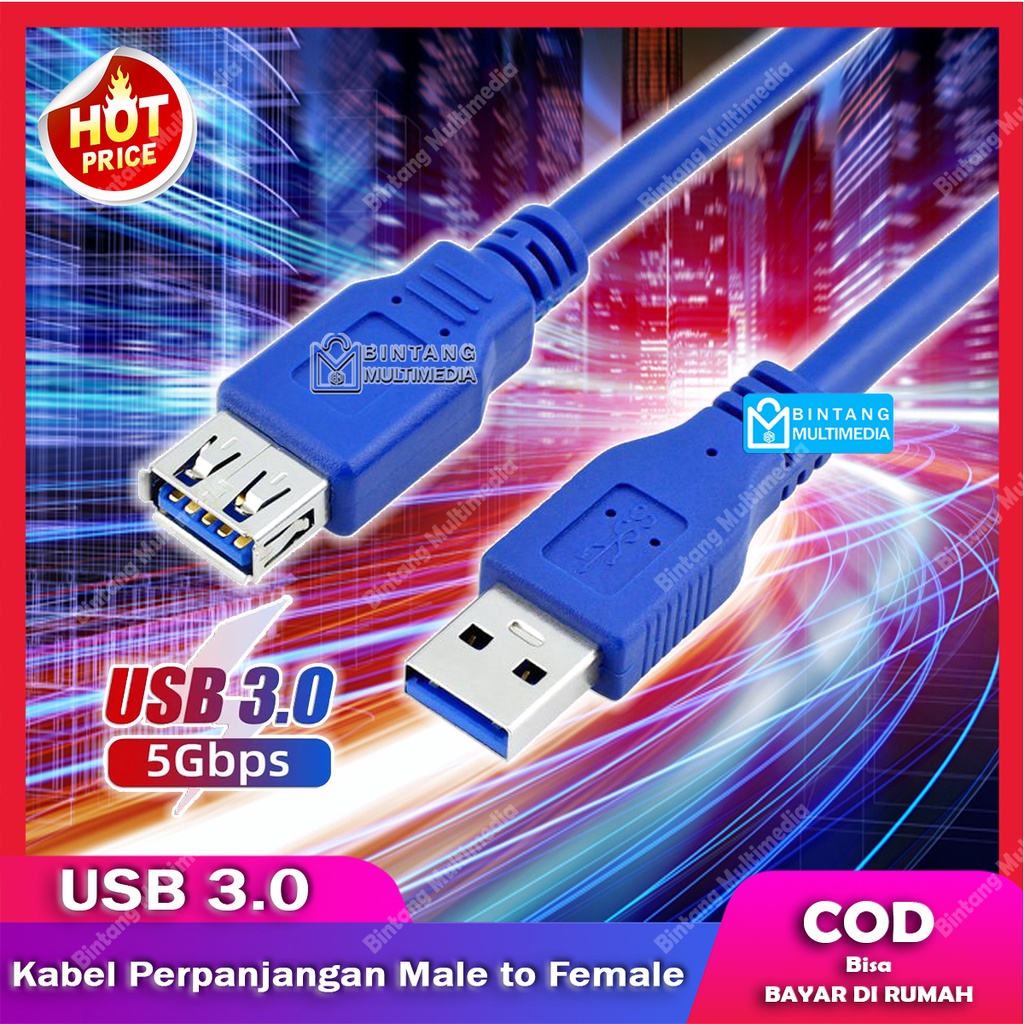 Jual Kabel Sambungan USB 3.0 Male to Female 1M 1.5M 2M Extension ...