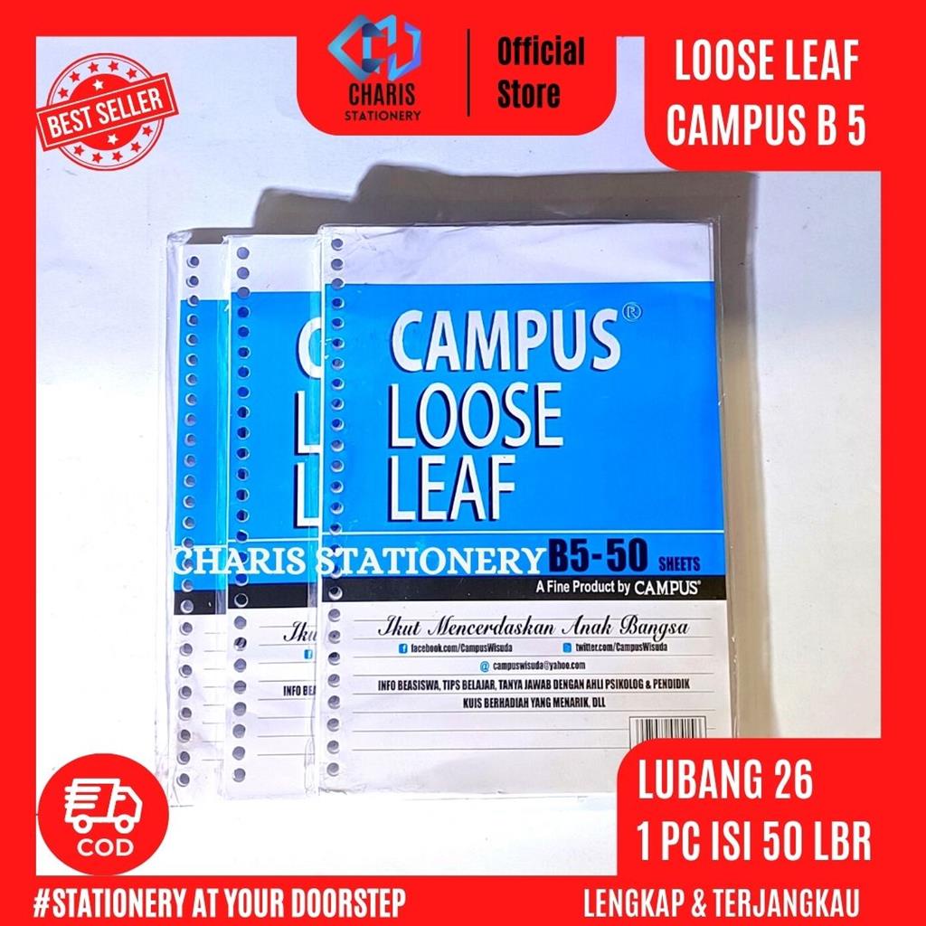 Jual CHARIS STATIONERY - Kertas Tulis CAMPUS Loose Leaf B5 Isi 50 Lembar/Pak | Shopee Indonesia