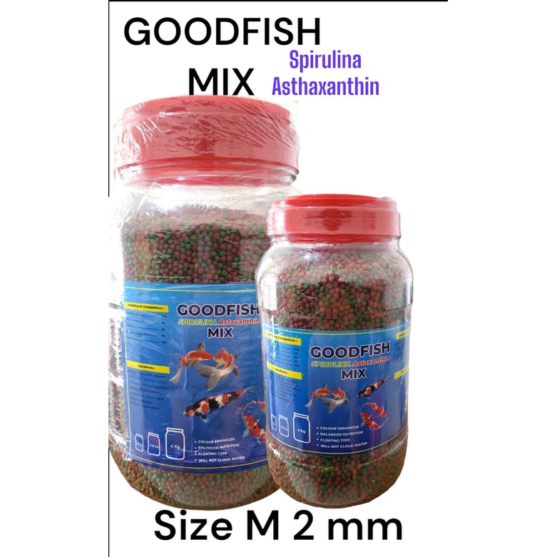 Jual PELET IKAN KOKI KOI GOODFISH MIX SPIRULINA ASTAXANTHIN 1.25 KG 2 MM | Shopee Indonesia