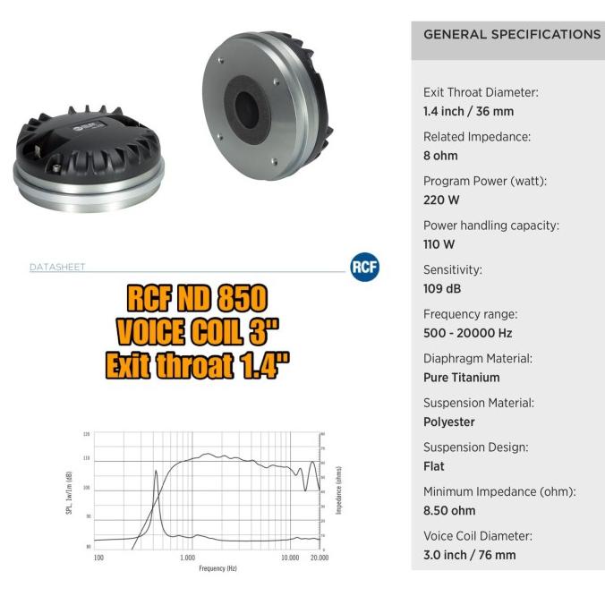Jual Rcf Nd 850 1.4 - Made In Italy Vc 3" Exit 1.4" - Tweeter Harga ...