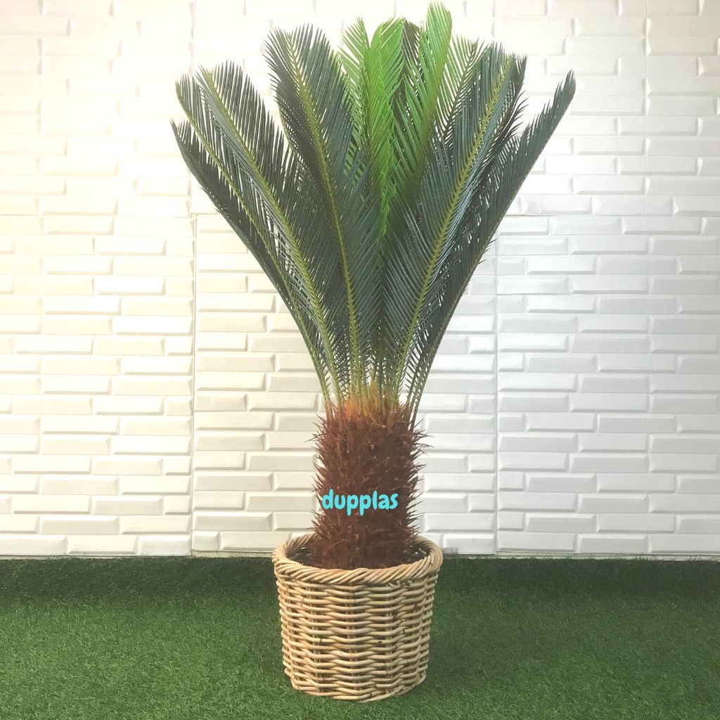 Jual Pohon Daun Palem Phoenix T110 Latex Artificial Pot Dasar Hitam Plastik Cover Rotan Bulat ...