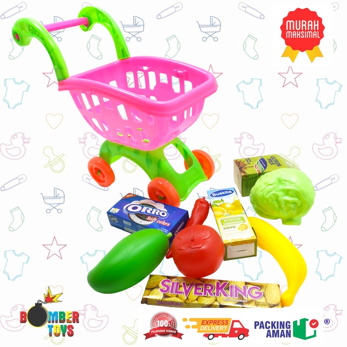 Jual Promo Mainan Anak Trolley Supermarket Set Mainan Troli Belanja ...