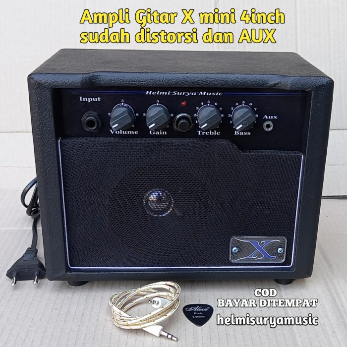 Jual Amplifier Ampli Gitar X Mini 4Inch Sudah Distorsi Dan Aux | Shopee ...