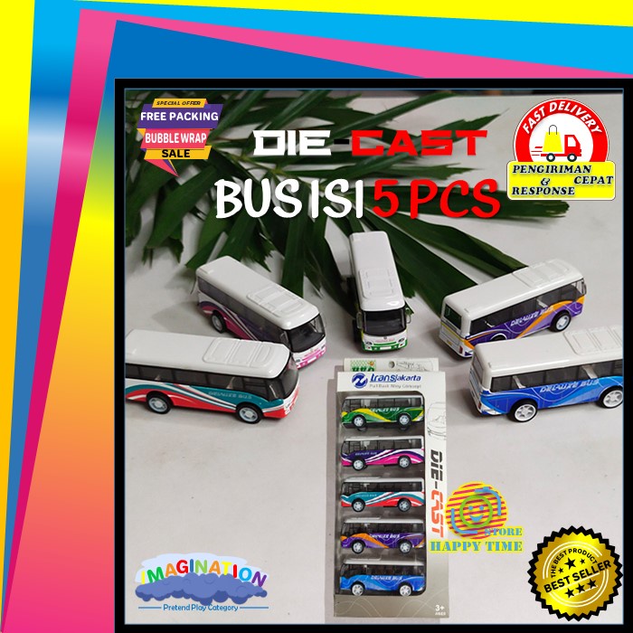 Jual Simulasi Mobil Bus Transjakarta Isi 5 Pcs Diecast Model Mainan Die ...