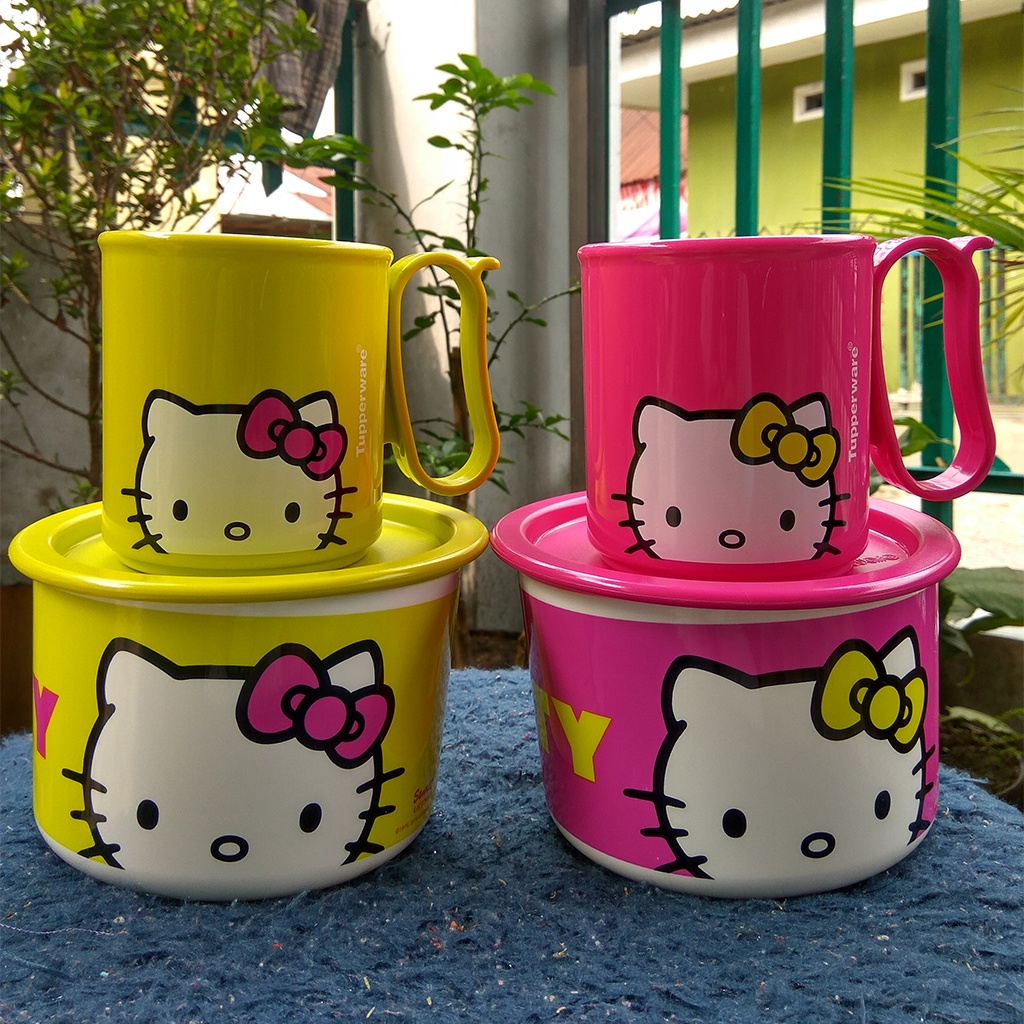 Jual TUPPERWARE Hello Kitty Snack Time 1 Set (Lime/ijo) | Shopee Indonesia