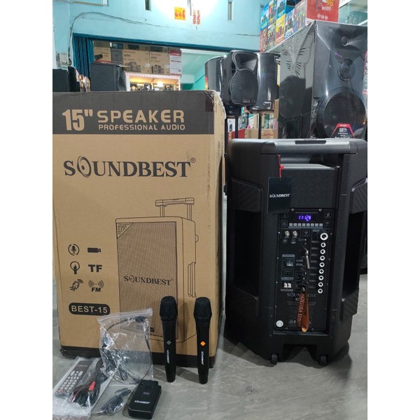 Jual Speaker karaoke Portabel SOUNDBEST 15 inci paket lengkap | Shopee ...