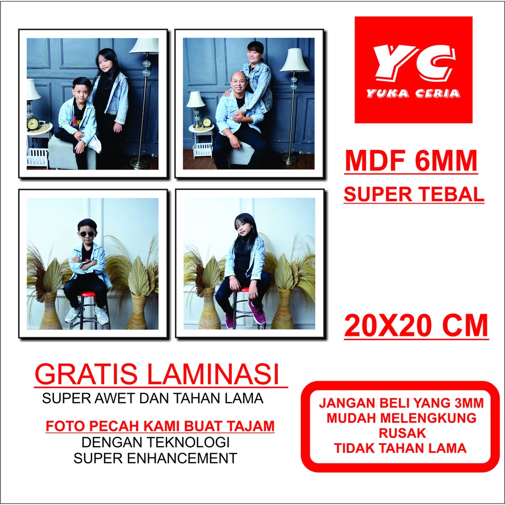 Jual cetak foto media papan kayu mdf 20x20 cm 20x20cm MDF termurah se ...