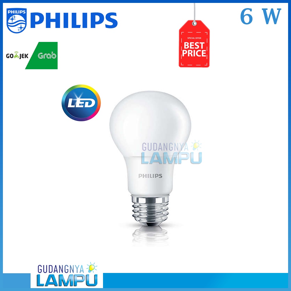 Jual Lampu Bohlam LED Philips 6 Watt Putih/Cool Day Light (6W 6 W 6Watt) | Shopee Indonesia