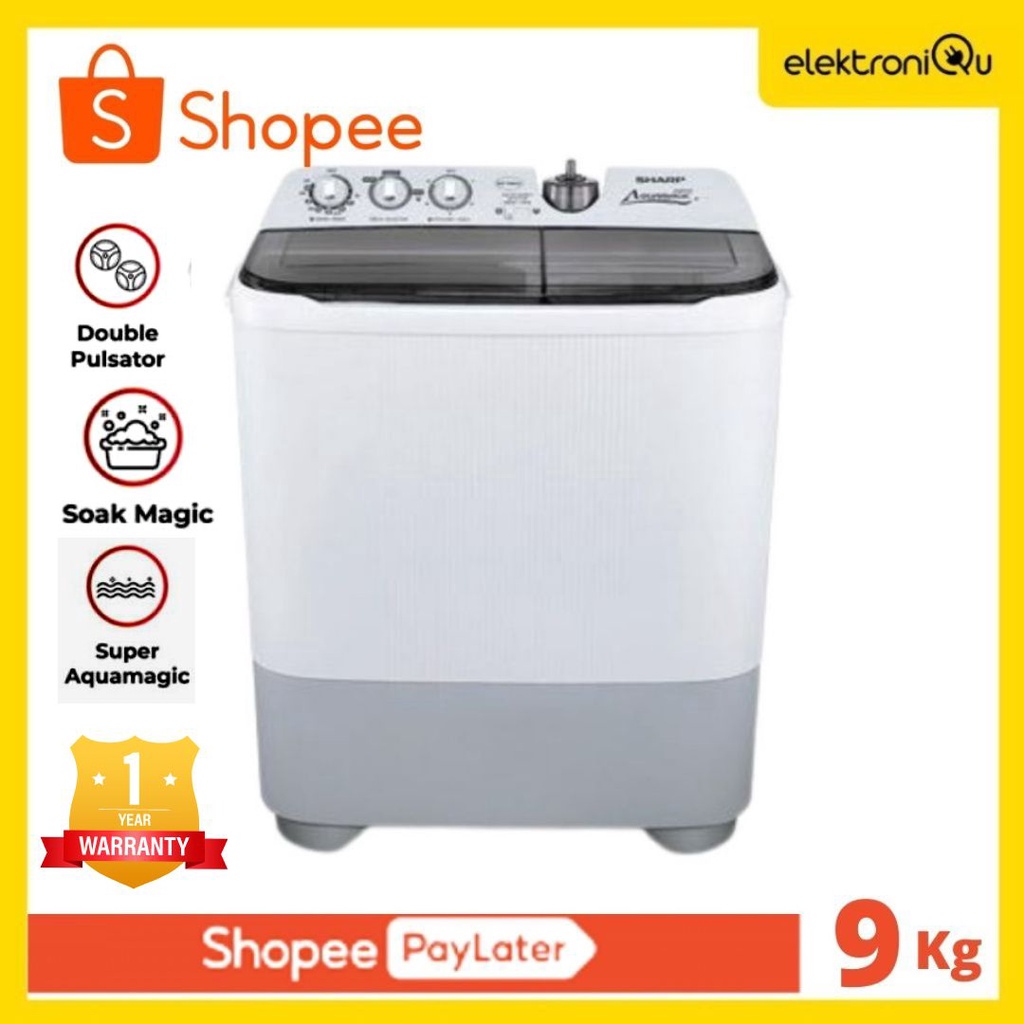 Jual MESIN CUCI SHARP ES-T96CL-HK 2 TABUNG 9 KG | Shopee Indonesia