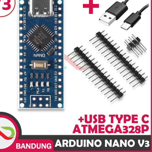 Jual ARDUINO NANO V3.0 ATMEGA328P TYPE-C PLUS KABEL CH340 HQ IC ORIGINAL | Shopee Indonesia