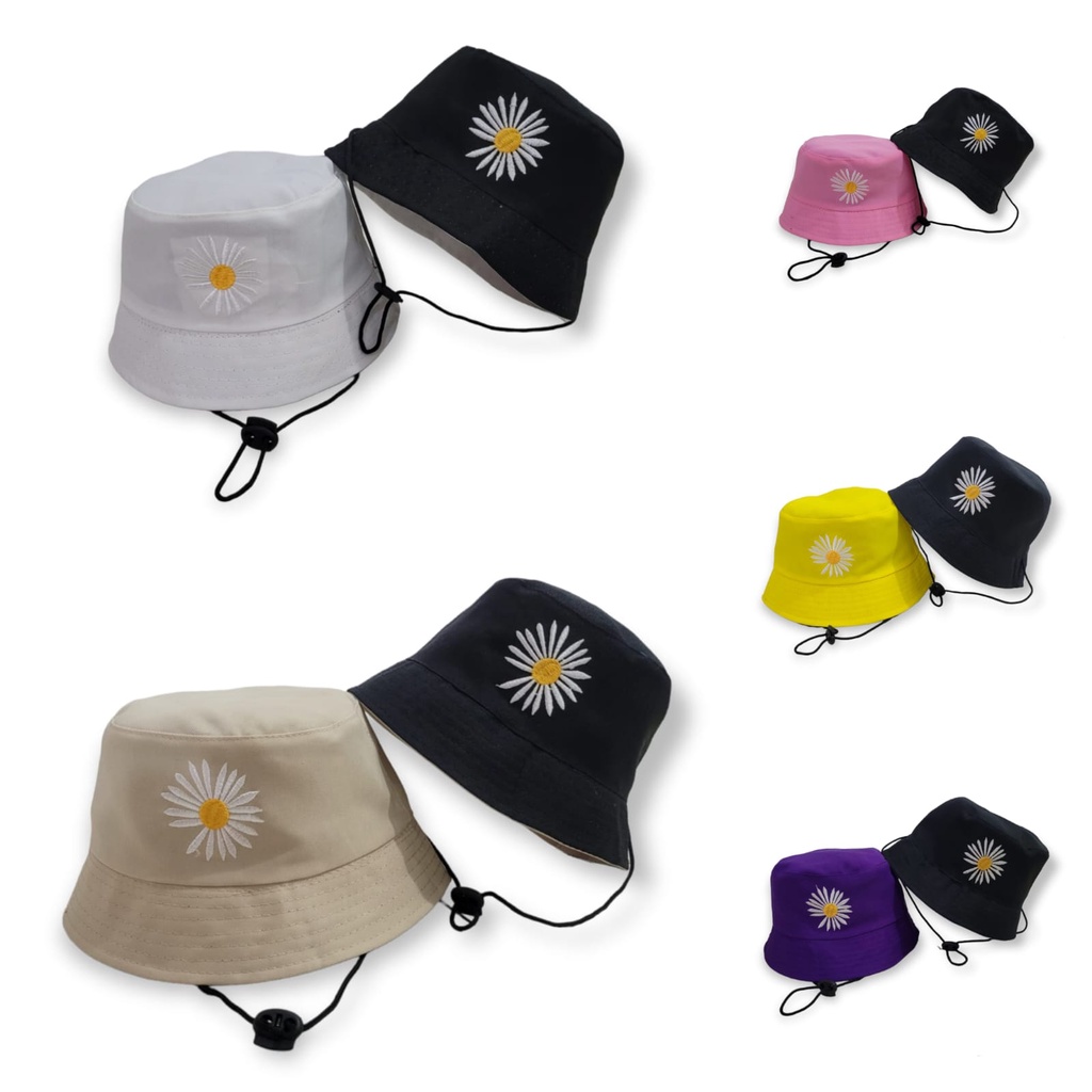 Jual TOPI BUCKET TALI ANAK MOTIF BUNGA BORDIR BUNGA TOPI BUCKET ...