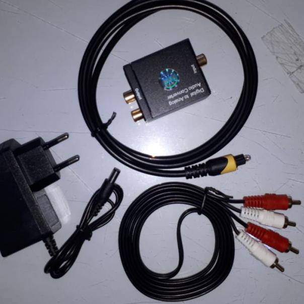 Jual PAKET KABEL OPTIK TOSLINK + RCA 2 : 2 + CONVERTER OPTIK AUDIO TO ...