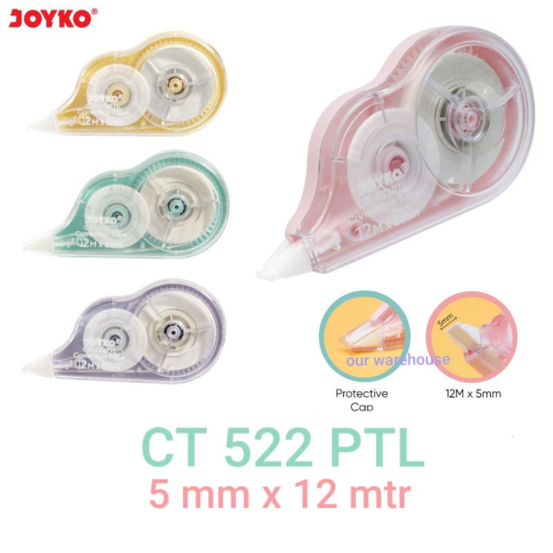 Jual Tipex Kertas, Correction Tape, Tip ex Kertas Pastel 12 meter JOYKO ...