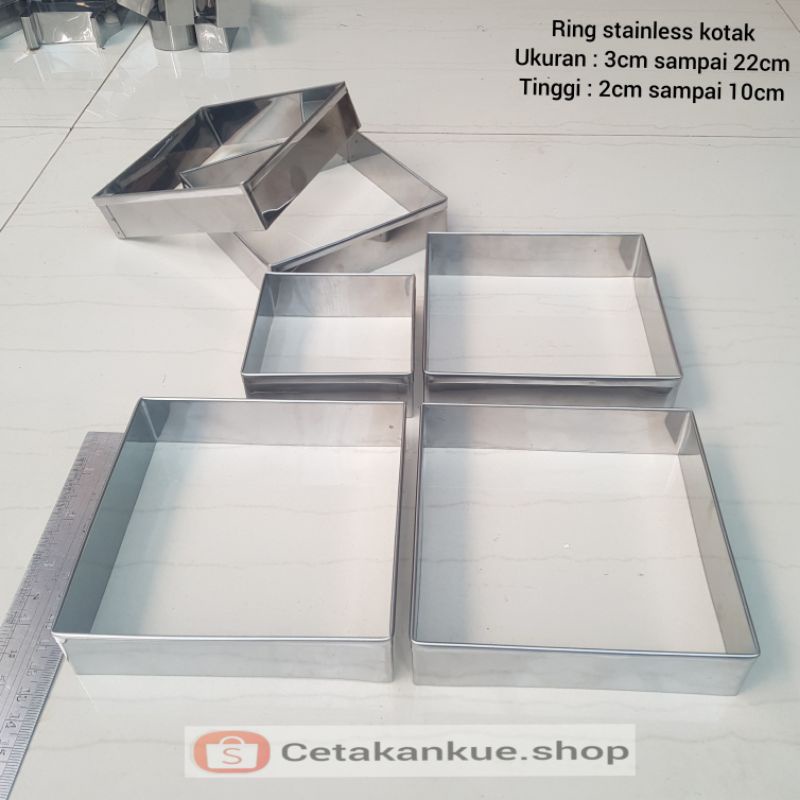 Jual ring kotak stainless ukuran lengkap 3cm sampai 22cm tinggi 3cm ...