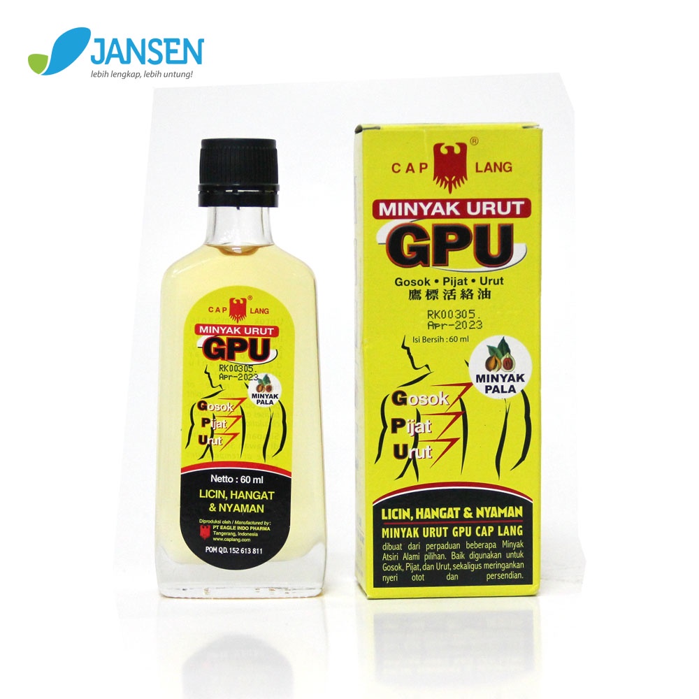 Jual Cap Lang Minyak Gosok Pijat Urut GPU Pala 60ml | Shopee Indonesia