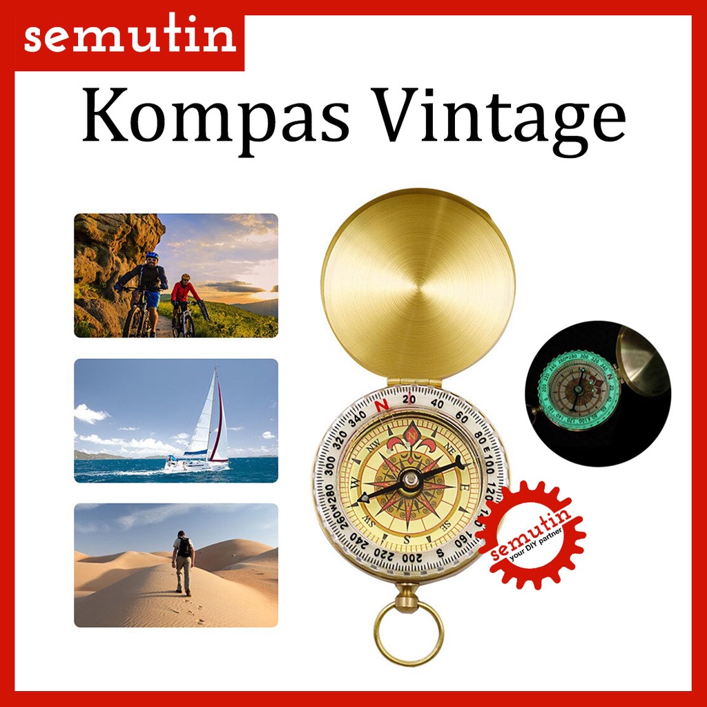 Jual Kompas Vintage / Compas Warna Emas Kiblat / Compass Lensatic Kecil ...