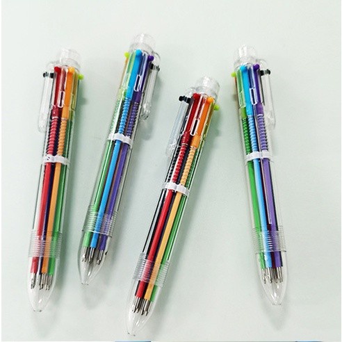Jual Pulpen 6 Warna Transparan Pena Ballpont Pen Six-in-One Color ...