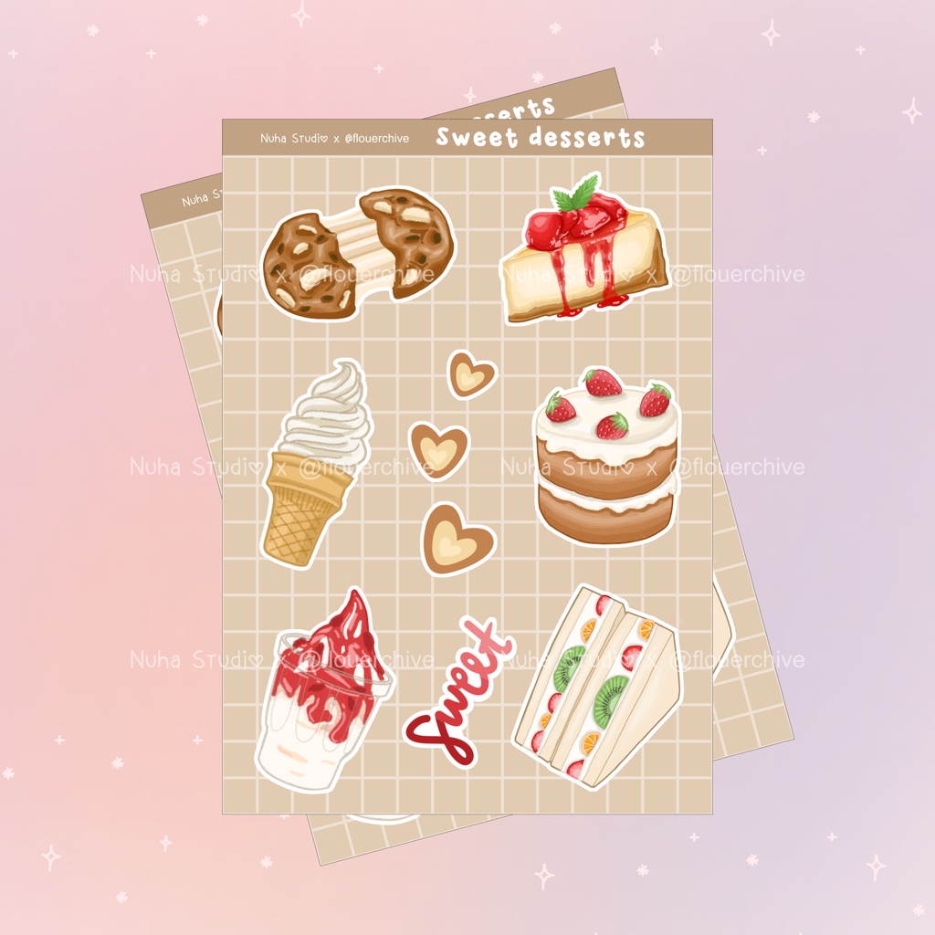 Jual Sticker by flouerchive | Sweet Dessert Cookies Cheese Cake Ice ...