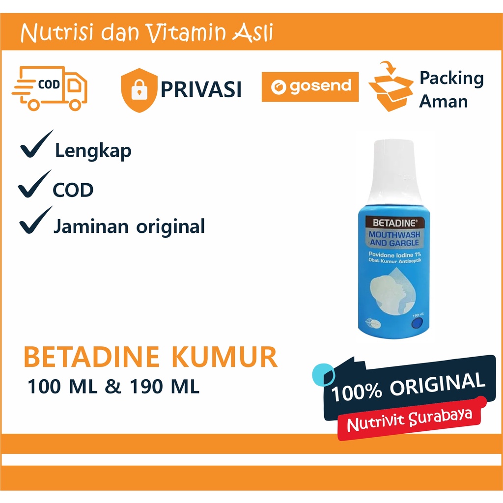 Jual BETADINE KUMUR 100 & 190ML | Shopee Indonesia