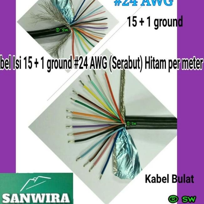Jual Kabel Isi 15 + 1 ground #24 AWG (Serabut) Hitam per meter | Shopee ...