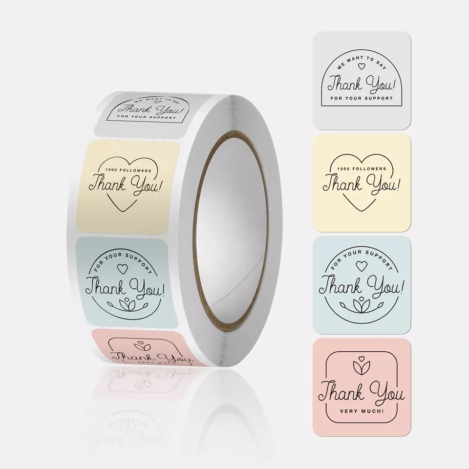 Jual Sticker Thank You Label Terima Kasih Decorative Kotak 2,5 x 2,5 cm ...