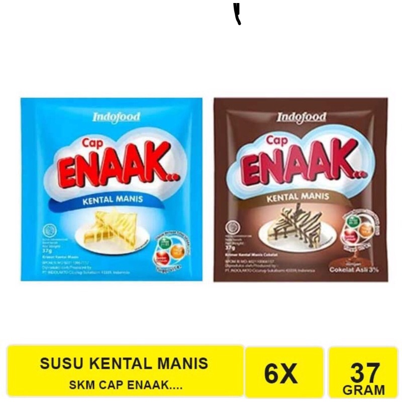Jual Cap ENAAK sachet Susu Krimer Kental Manis Putih Coklat isi 6x37gr ...