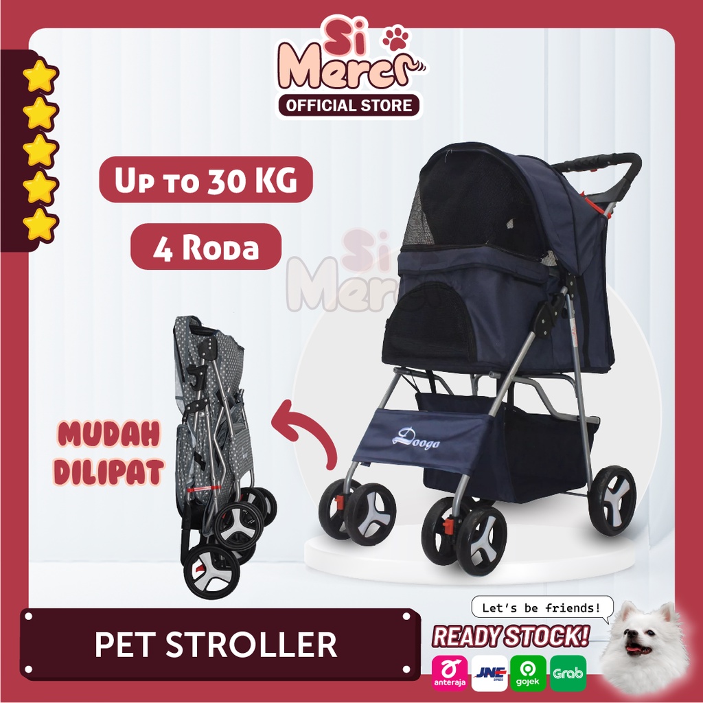 Jual Pet Stroller PREMIUM Anjing Kucing Kereta Dorong | Foldable 4 Roda ...