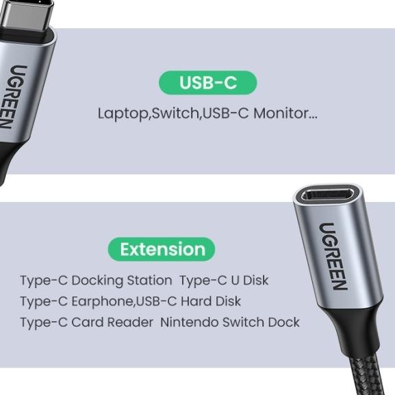 Jual UGREEN Kabel Extension USB type C Gen 2 Male to Female 10Gbps 50cm ...