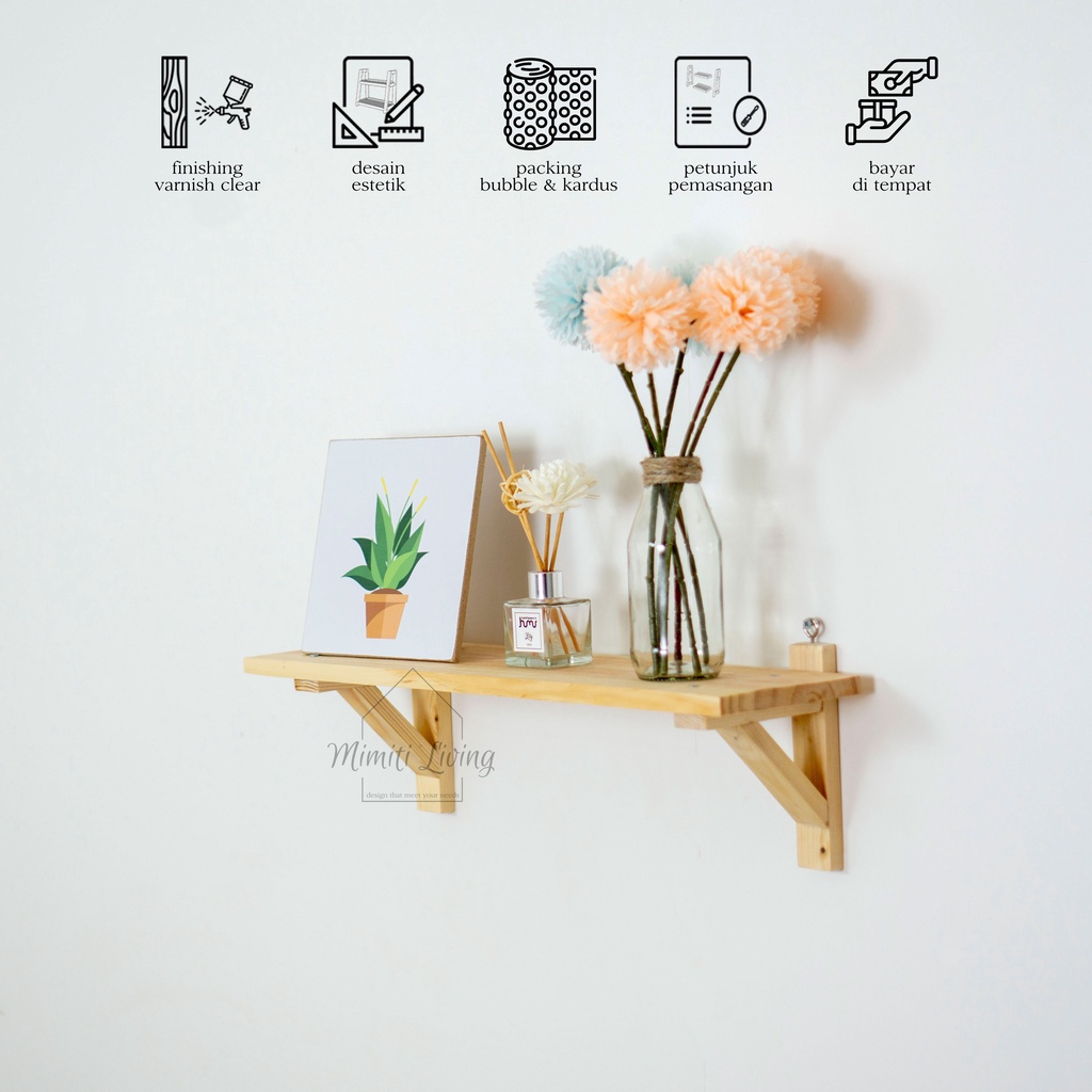 Jual rak dinding estetik / ambalan dinding minimalis / rak gantung ...