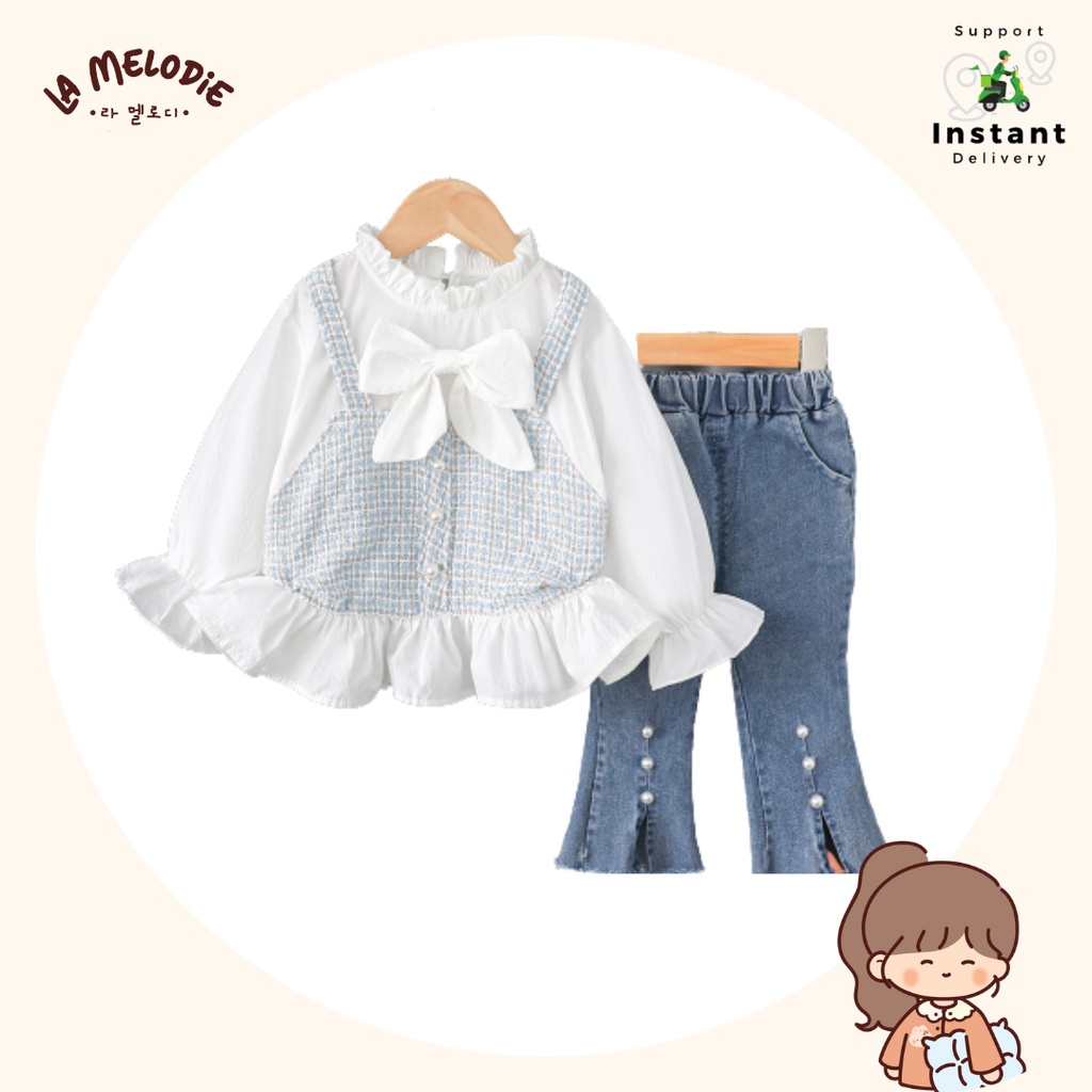 Jual La Melodie Girl Blue Ribbon with Denim Sets [C4] Umur : 3-4 tahun ...