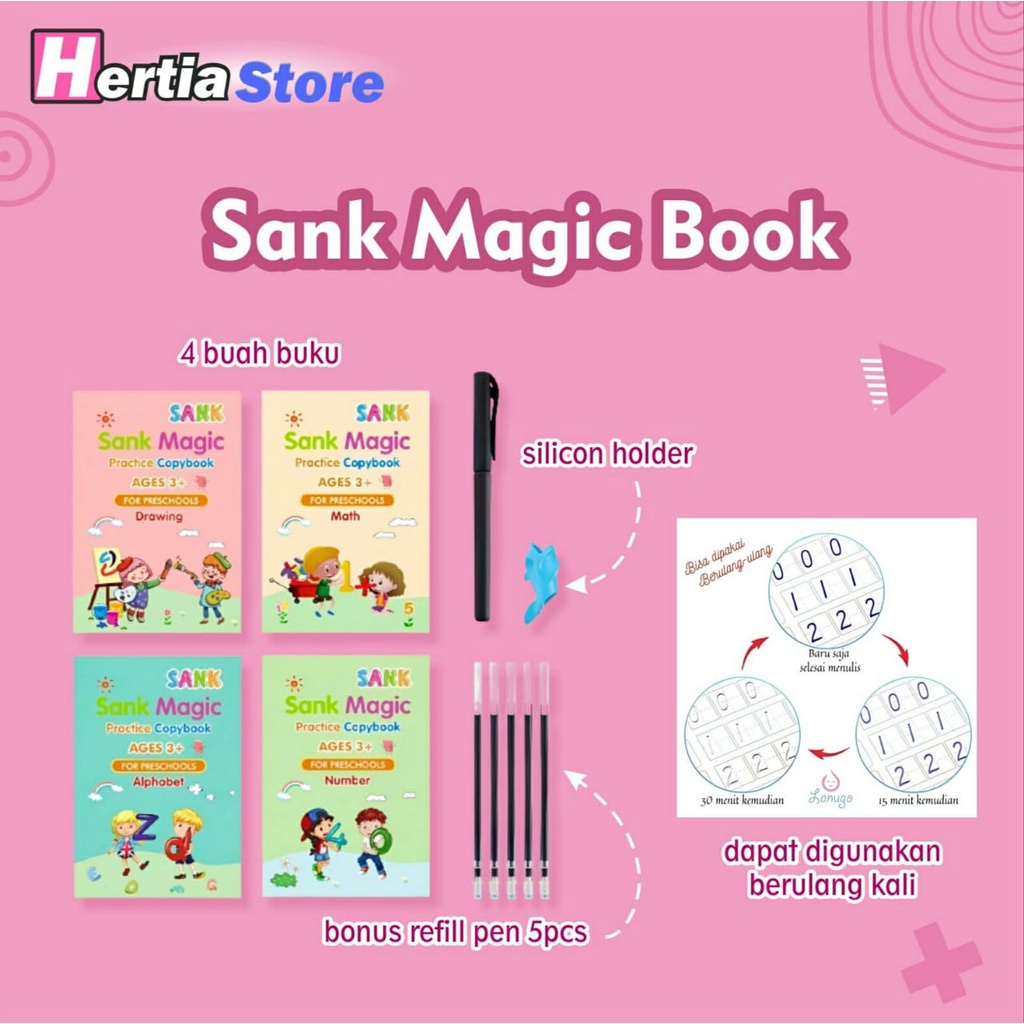 Jual [hertiastore] Sank Magic Book Alphabet 1 set isi 4, Buku Latihan ...