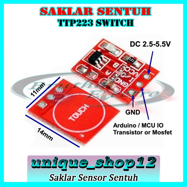 Jual Saklar Sentuh Touch Sensor Sentuh Capacitive TTP223 Switch Mini ...