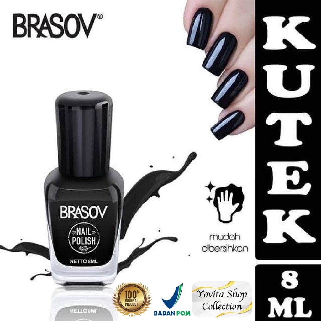 Jual Kutek Brasov Hitam Halal Murah 8ml | Cat Kuku Nail Polish 8ml BPOM ...