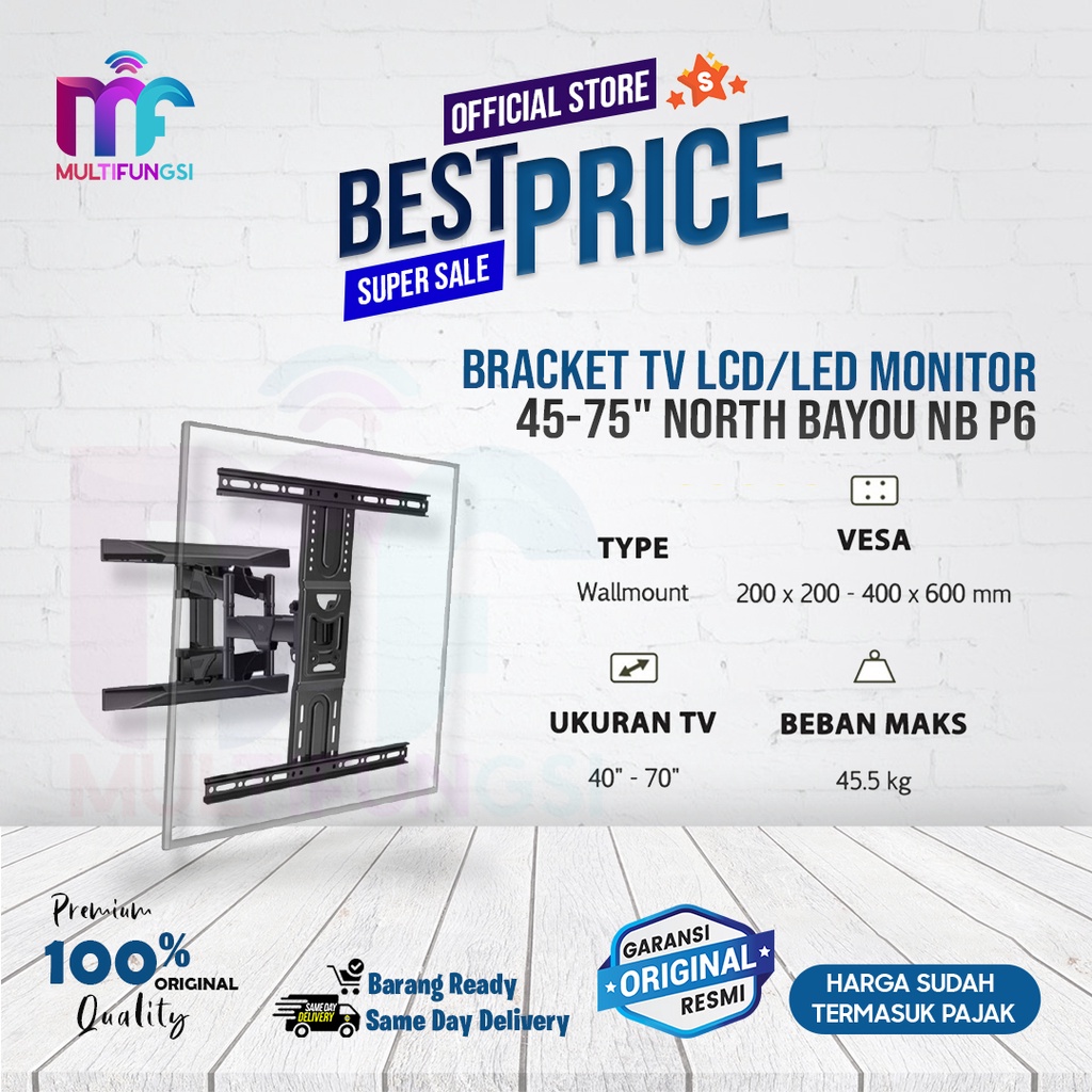 Jual BRACKET TV LCD/LED MONITOR 45-75" NORTH BAYOU NB P6 - NBP6 | Shopee Indonesia