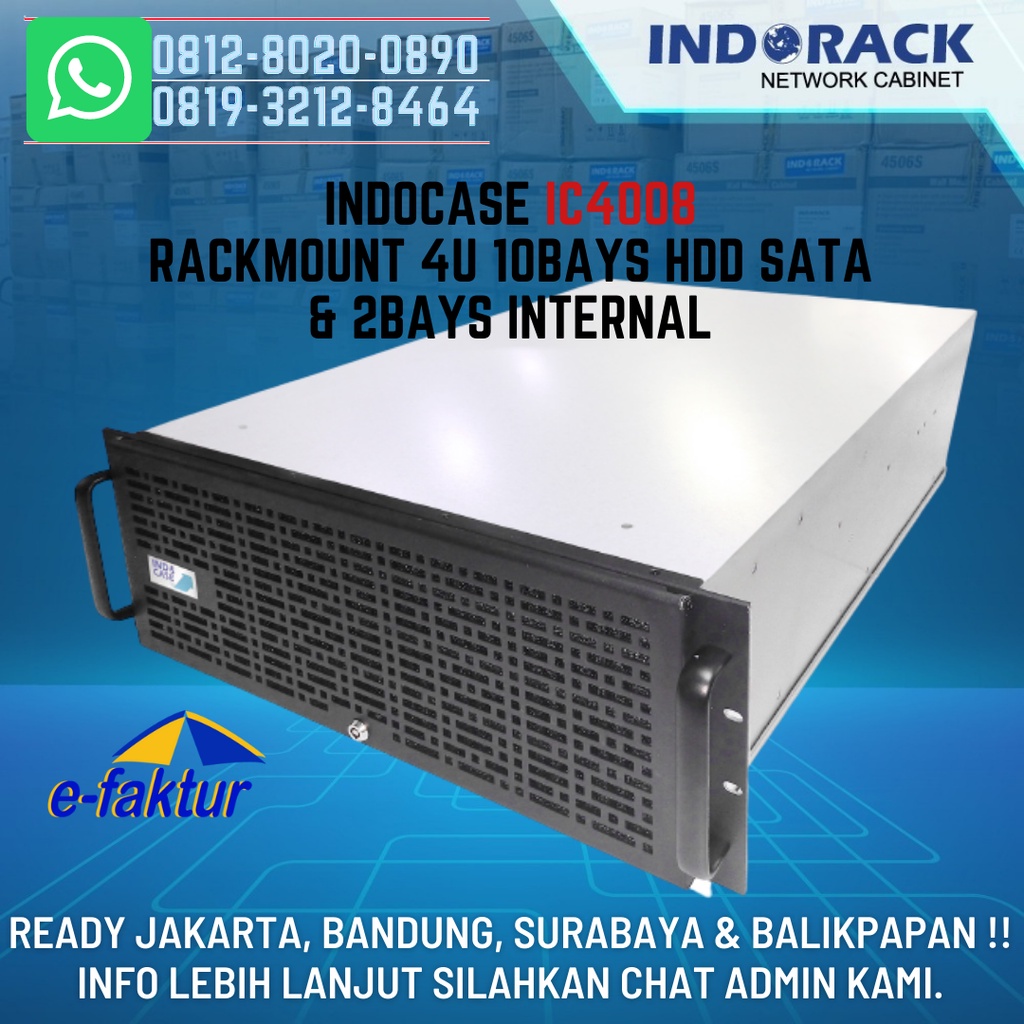 Jual Rackmount Case 4U 10 BAY HDD SATA 2 BAY Internal Casing Server IC4008 | Shopee Indonesia