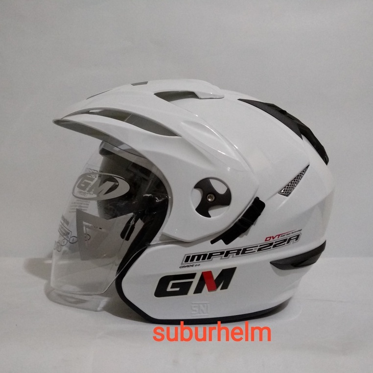 Jual HELM GM IMPREZZA SOLID WHITE DOUBLE VISOR HALF FACE ORI | Shopee ...