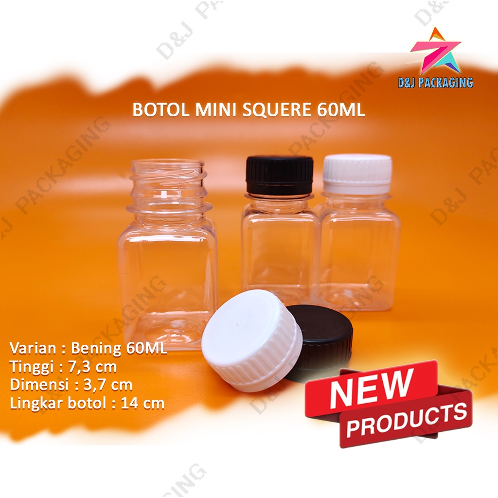 Jual Botol obat kapsul isi 30 minisquare 60 ml long nek | Shopee Indonesia