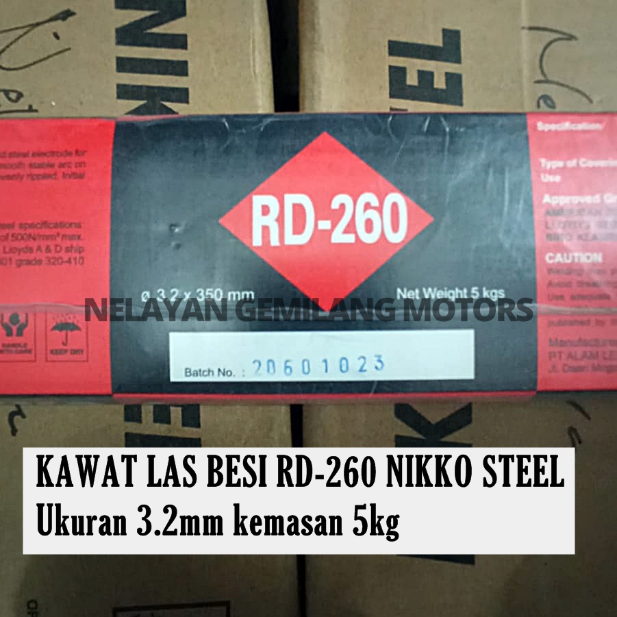 Jual KAWAT LAS BESI RD-260 NIKKO STEEL Ukuran 3.2mm kemasan 5kg ...