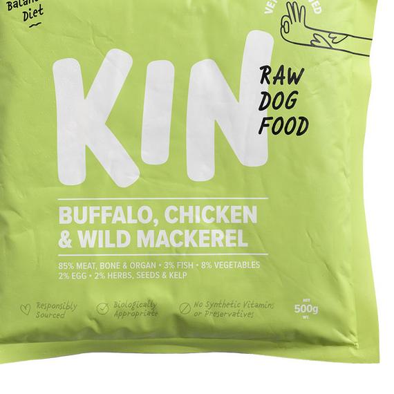 Jual KIN DOG FOOD Buffalo, Chicken & Wild Mackeral 500g | Shopee Indonesia