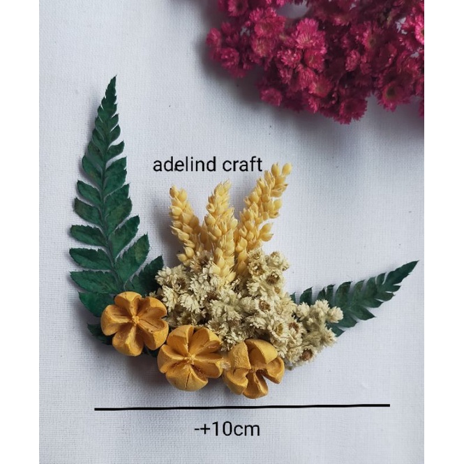 Jual rangkaian bunga kering rustic kode 01/ hiasan sudut frame / hiasan ...