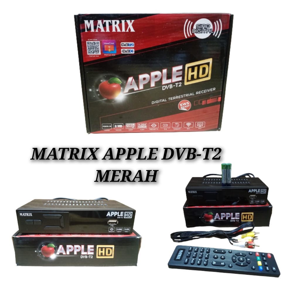 Jual SET TOP BOX MATRIX MERAH APPLE HD DVB-T2 | Shopee Indonesia