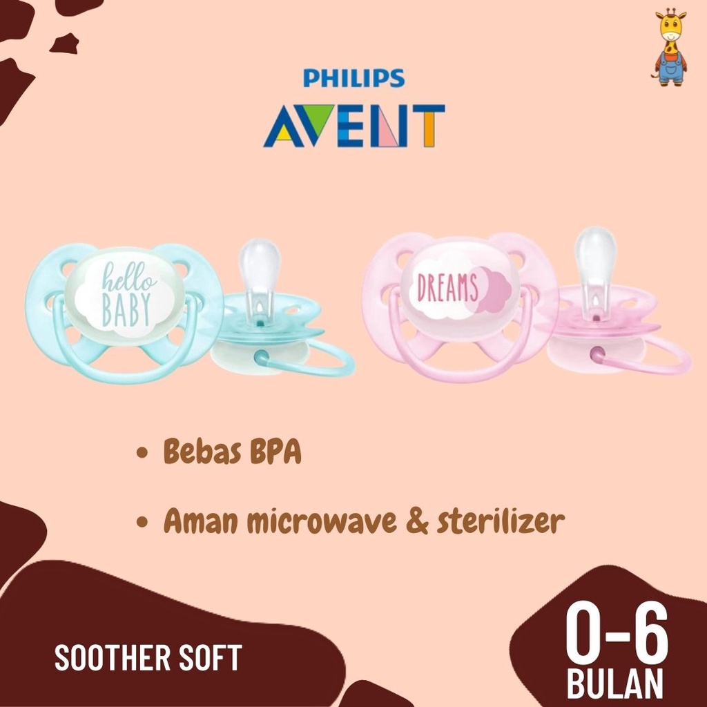Jual Avent Soother Soft 0-6m Boy Hello & Girl Dreams - Empeng Bayi ...