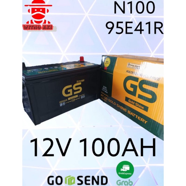 Jual ACCU / AKI KERING N100 12V100AH GS MF 95E41R | Shopee Indonesia