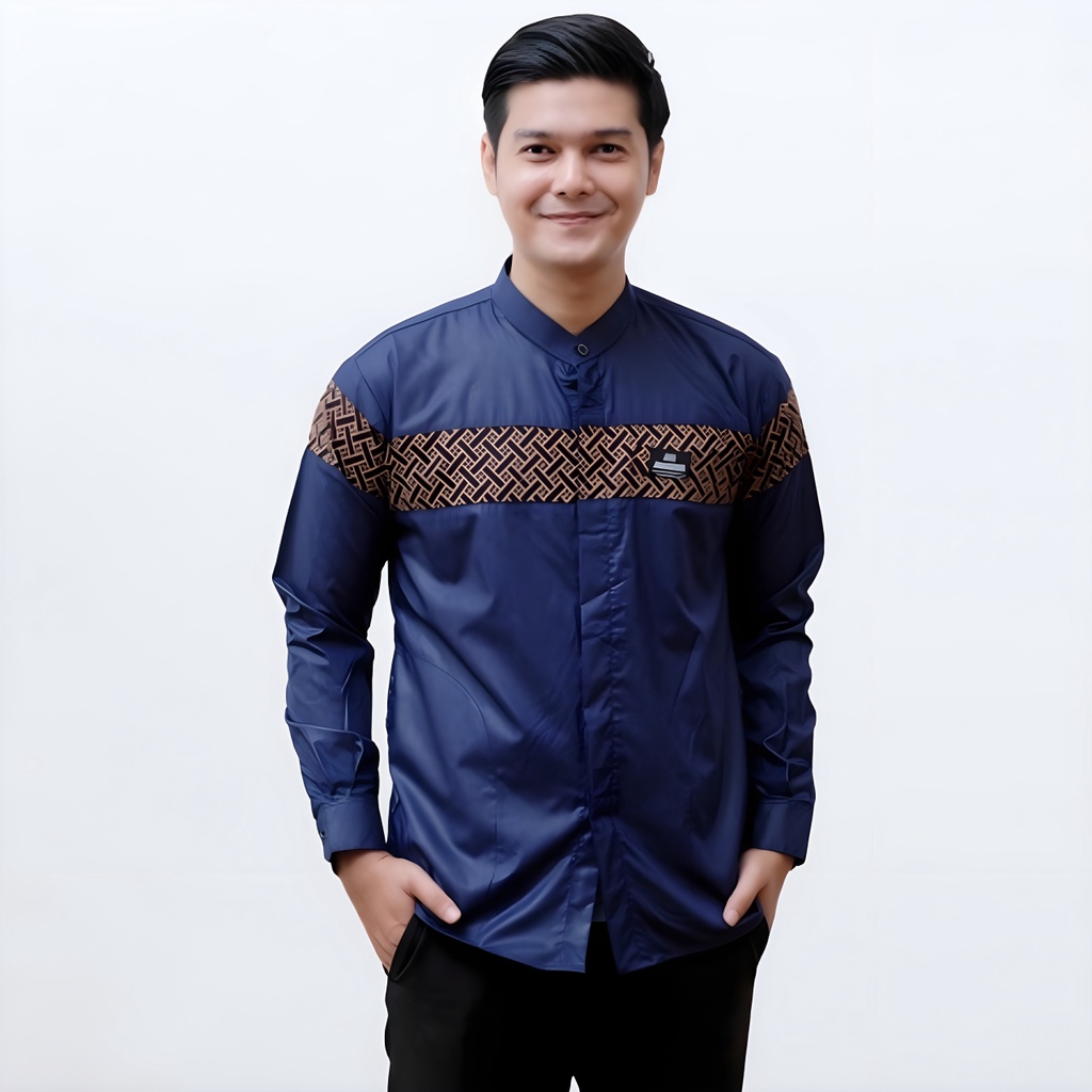Jual Baju Koko Pria Lengan Panjang Motif Kobata Qynang Kombinasi Batik ...