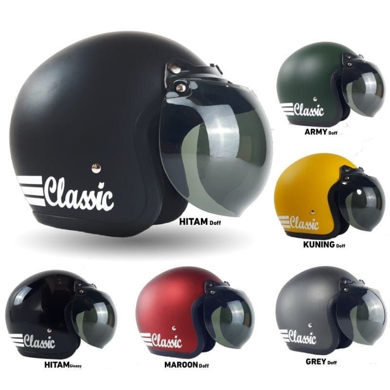 Jual HELM MURAH HELM BOGO POLOS CLASIK KACA CEMBUNG MURAH | Shopee ...