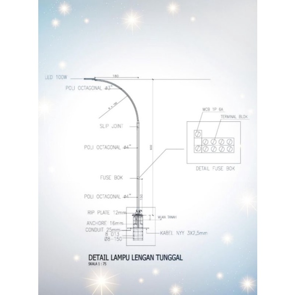 Jual Tiang PJU 6m single parabolic oktagonal lampu PLN | Shopee Indonesia