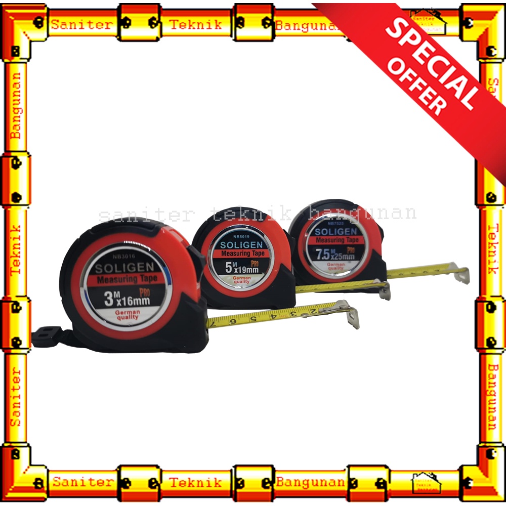 Jual Meteran Karet Alat Ukur Tukang Soligen 3M 5M 7.5M Measuring Tape ...