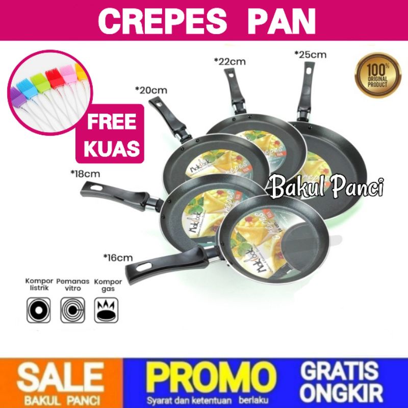 Jual MAKCOOK WAJAN CREPES PAN 16 / 18 / 20 / 22 / 25 CM - CREPE MAKER ...