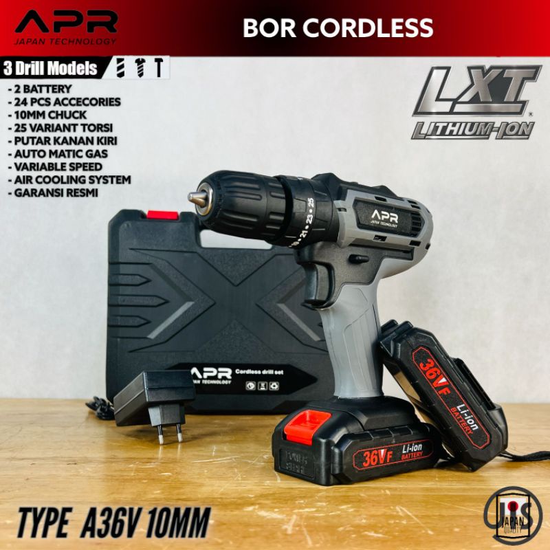 Jual Bor cordless 36V 10mm APR impact drill type A36V-10 MESIN bor ...